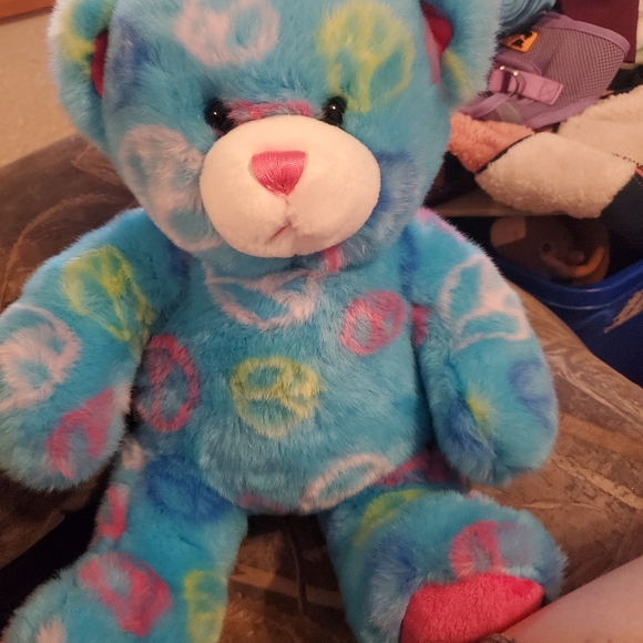 Build-A-Bear | Toys | Build A Bear Blue Bear With Multi Color Peace ...